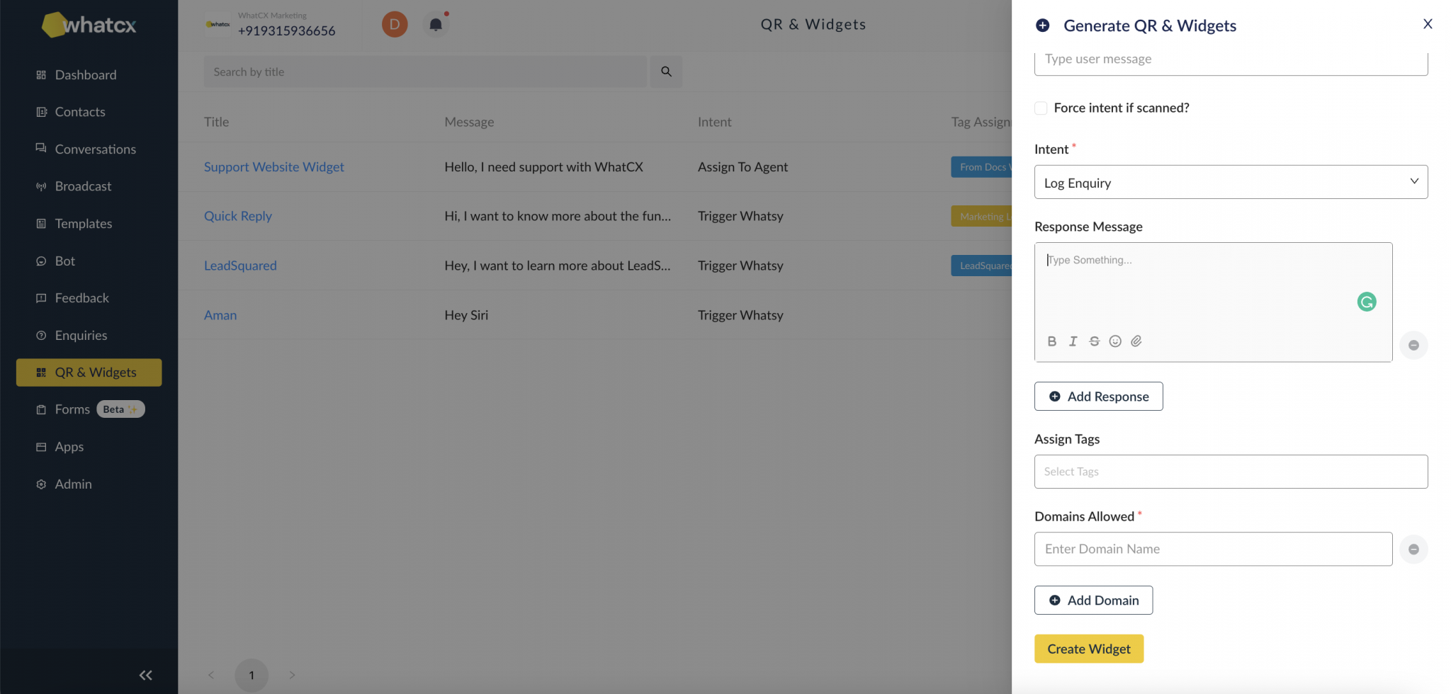 How to create QR & Widgets? - WhatCX Knowledgebase